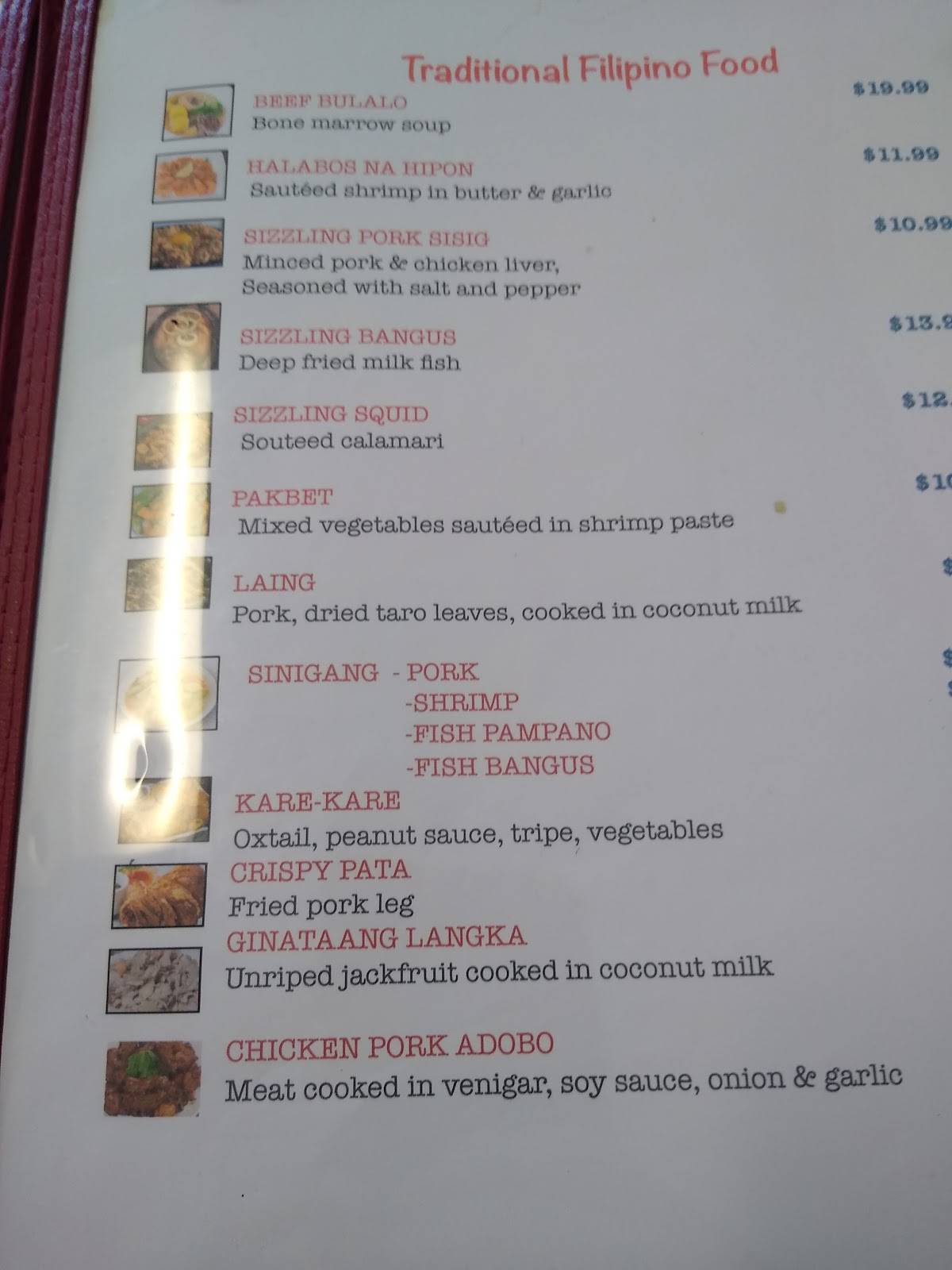 Menu at Kabayan Grill Filipino Restaurant, Kissimmee