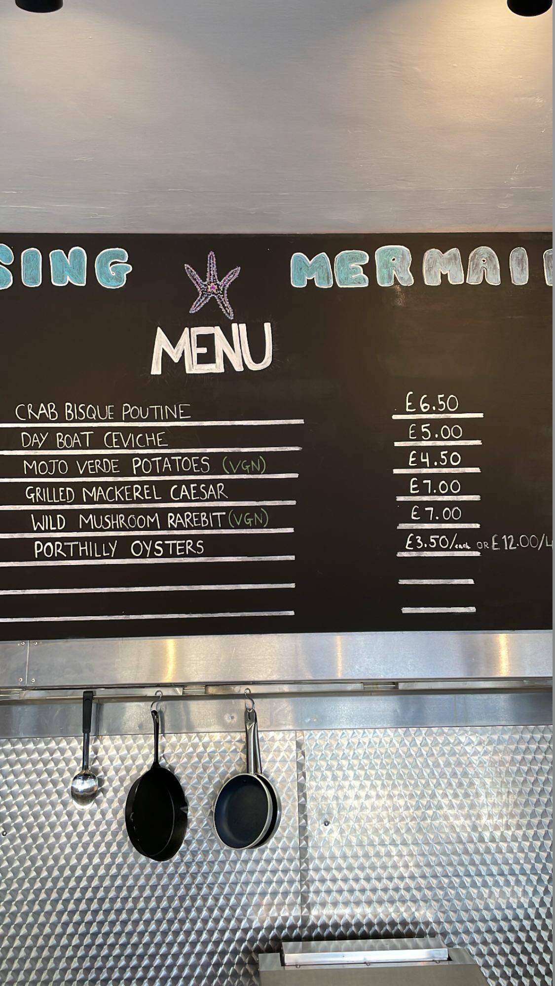 Menu at Kissing Mermaids restaurant, Newquay