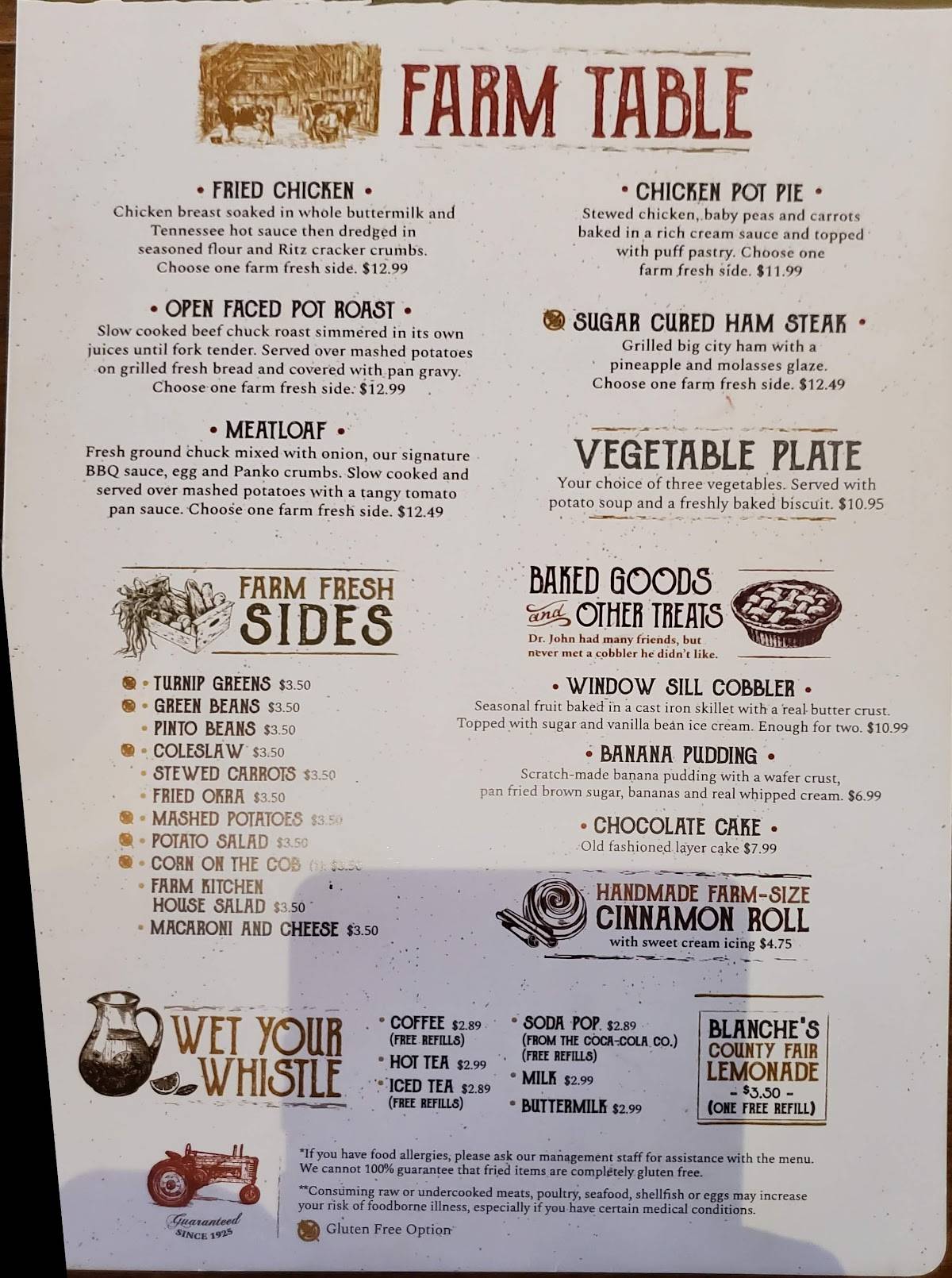 Menu at Five Oaks Farm Kitchen restaurant, Sevierville, Parkway