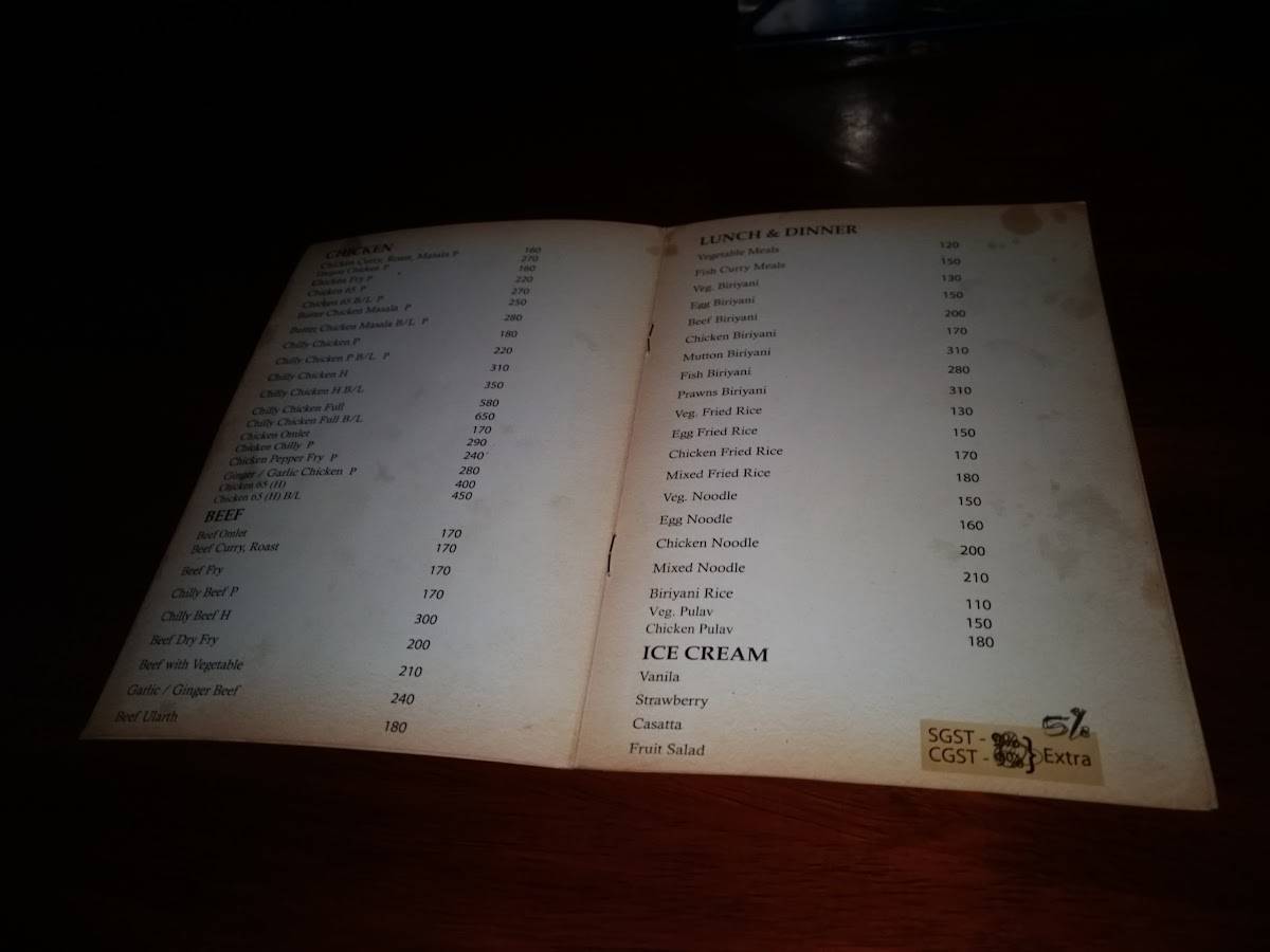 Menu at VELOCITY KOCHI, Kochi, Banerji Rd