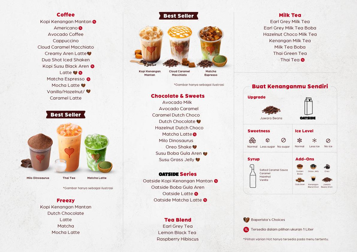 Menu at Kopi Kenangan - Menara Karya, South Jakarta