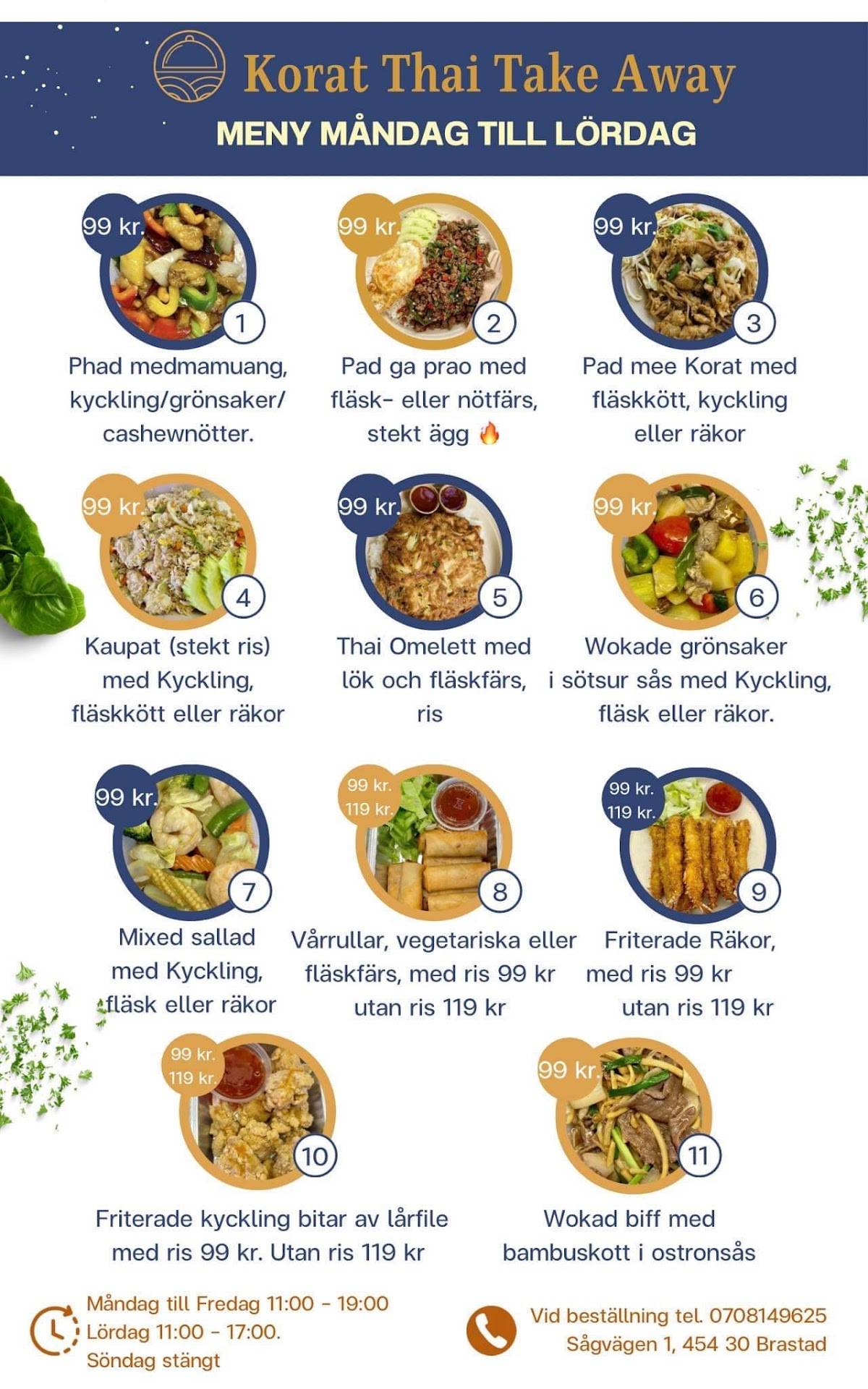 Menu at Korat thai take away & market restaurant, Brastad