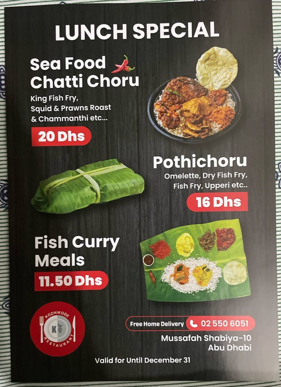 Menu at Kozhikode Star Restaurant, Abu Dhabi