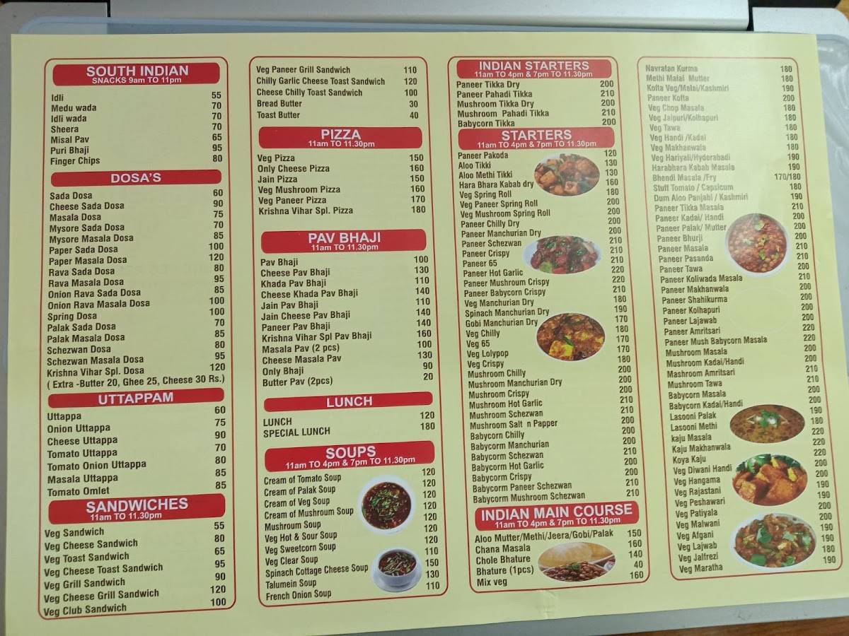 Menu at Krishna Vihar Pure Veg Restaurant, Mumbai