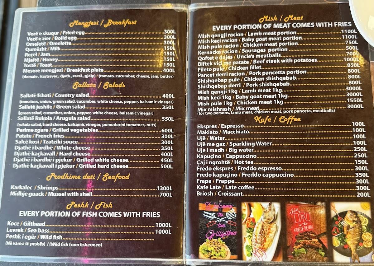 Menu at Grill Zone restaurant, Ksamil