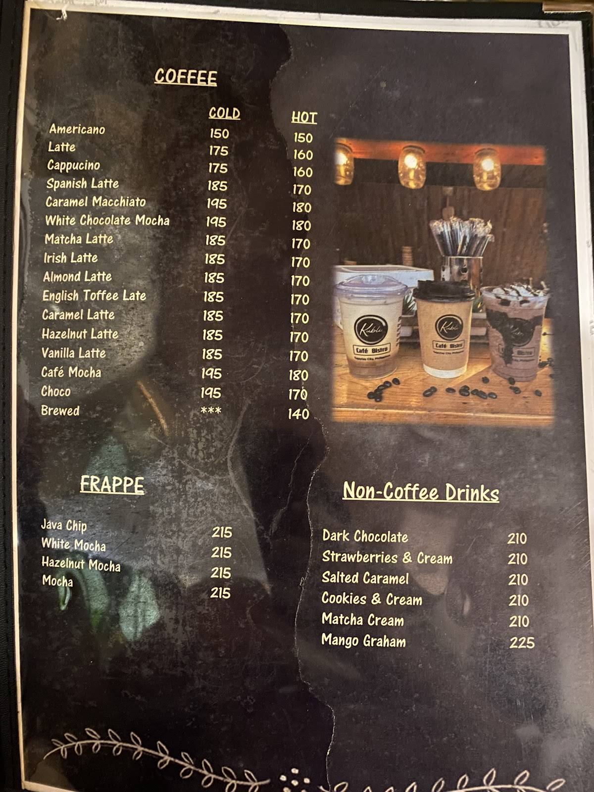 Menu at Kubli Cafe Bistro Silang, Silang