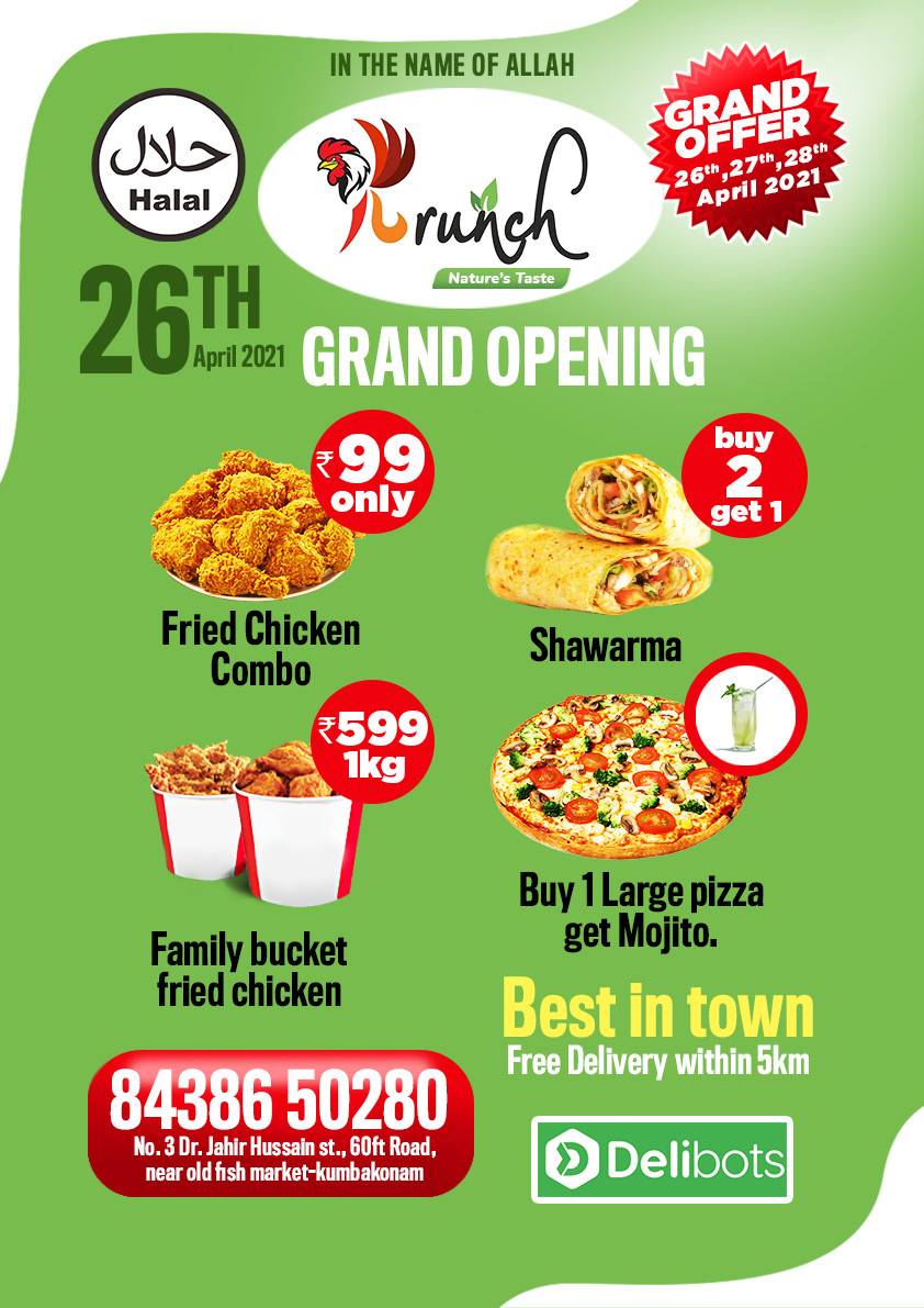 Menu at Krunch, Kumbakonam