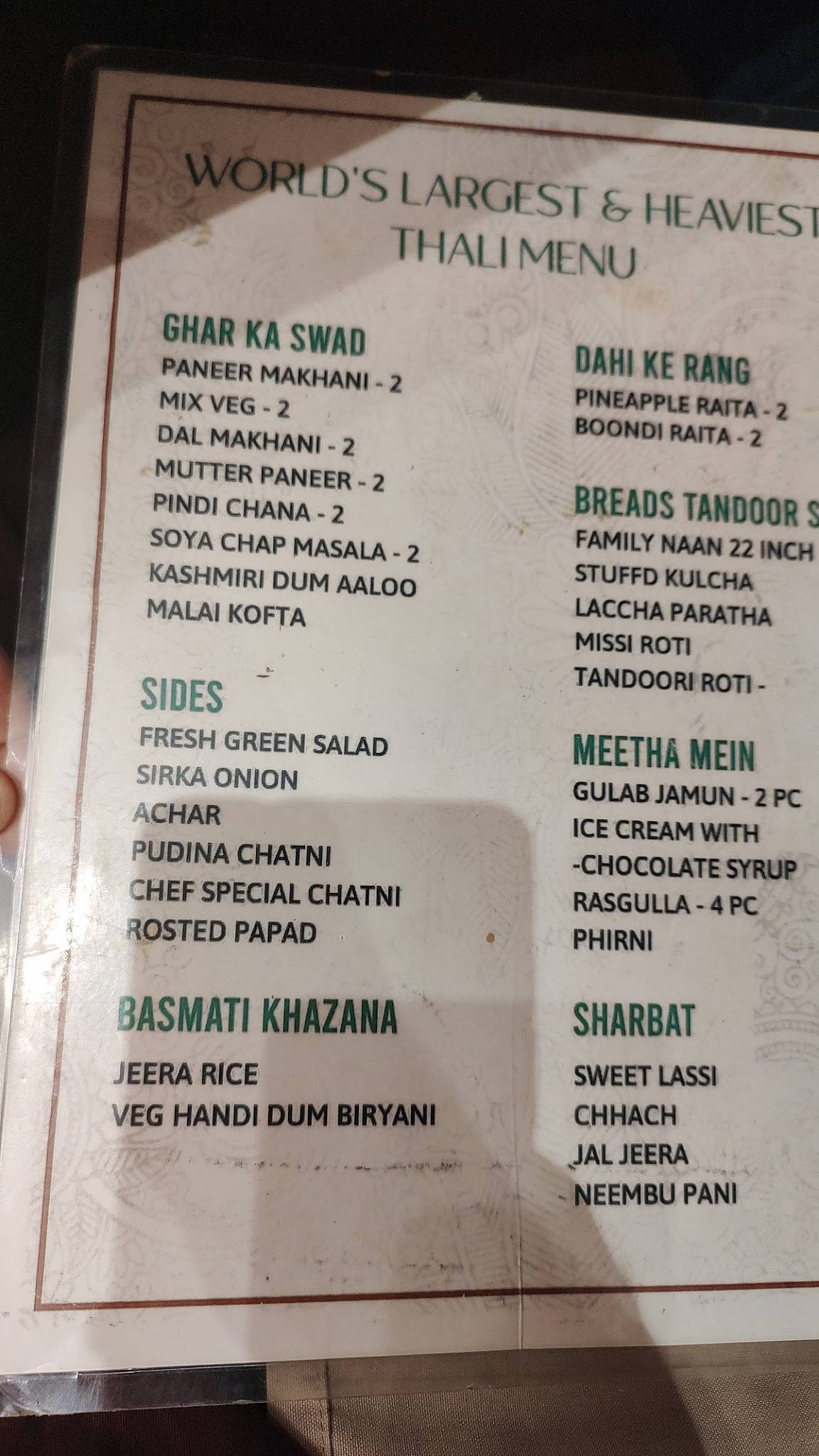 Menu at Kutumb Restaurant, Gurugram, S S Plaza