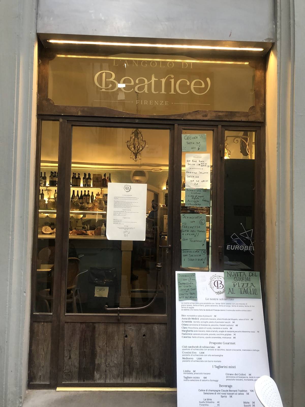 Speisekarte von L' Angolo di Beatrice pizza, Florenz