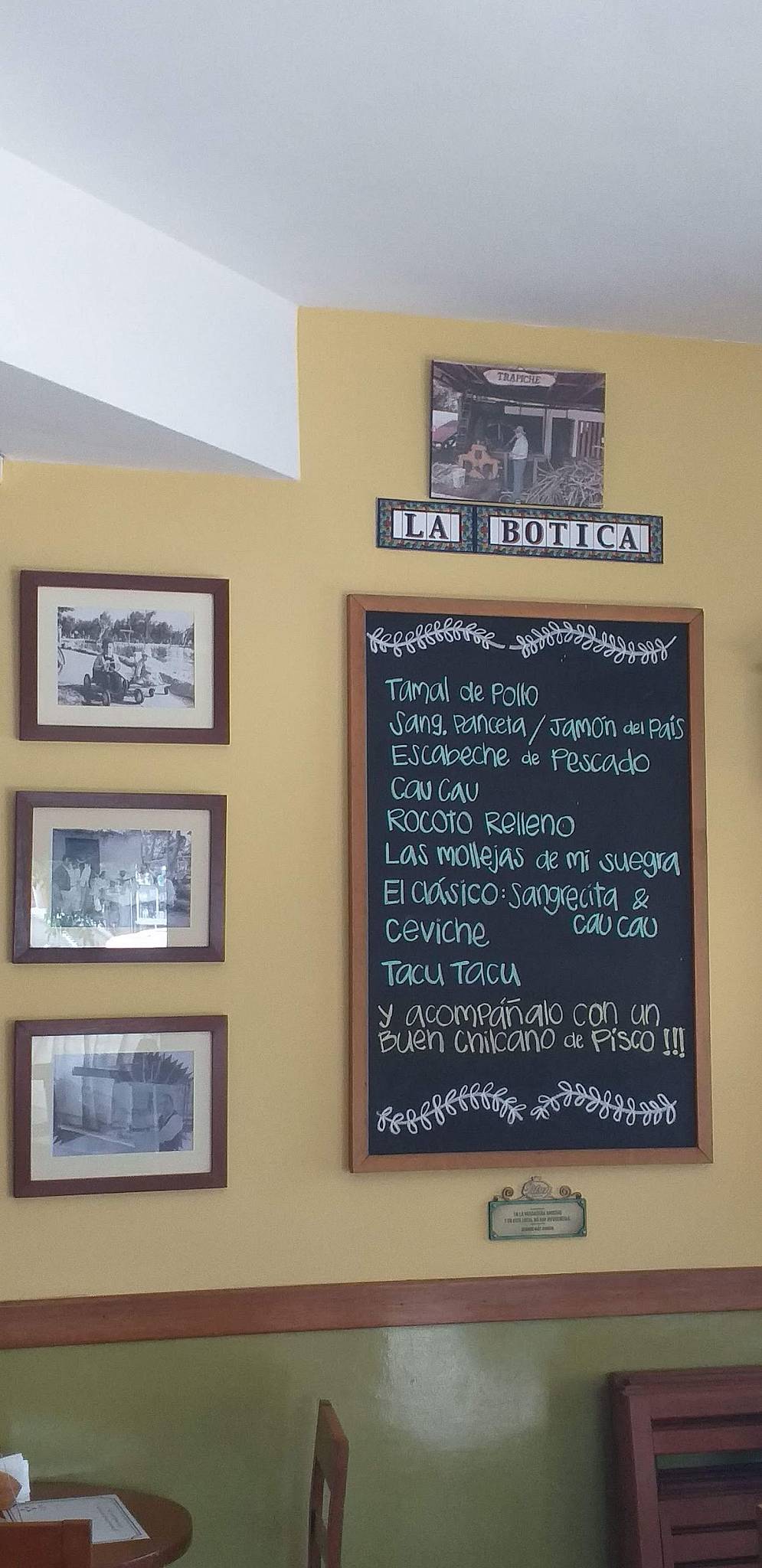 Menu at LA BOTICA BAR, Miraflores