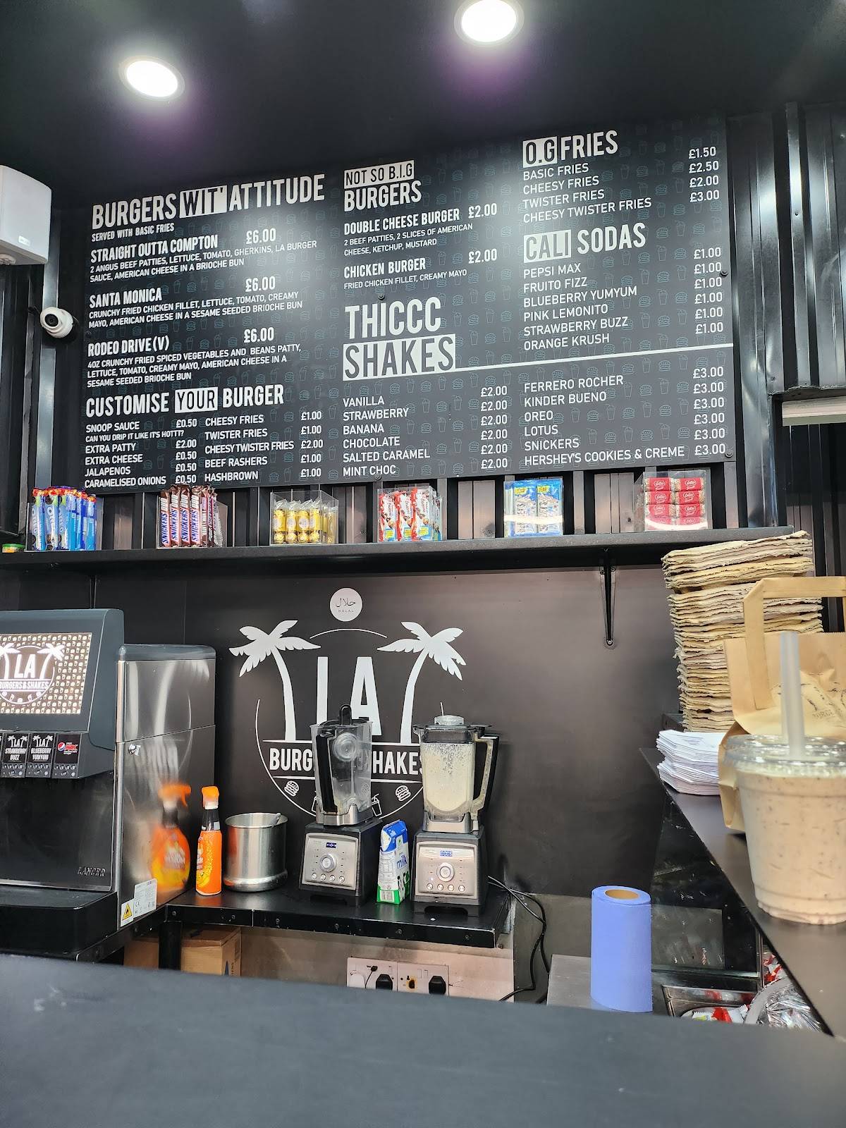 Menu at LA Burgers & Shakes restaurant, Leicester