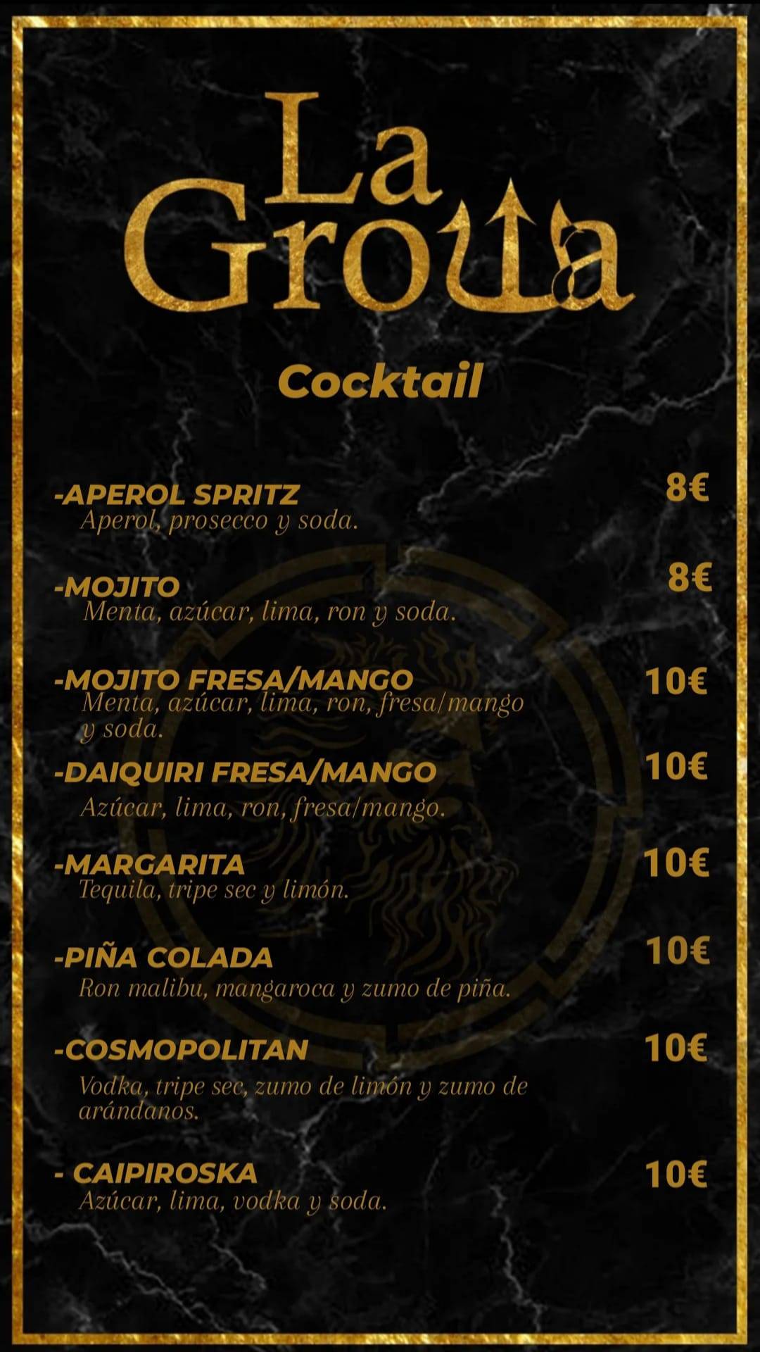Menu da LA GROTTA pub & bar, Alghero