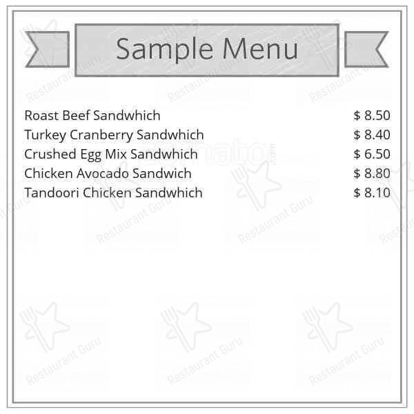 Menu at LA Sandwich Works restaurant, Melbourne