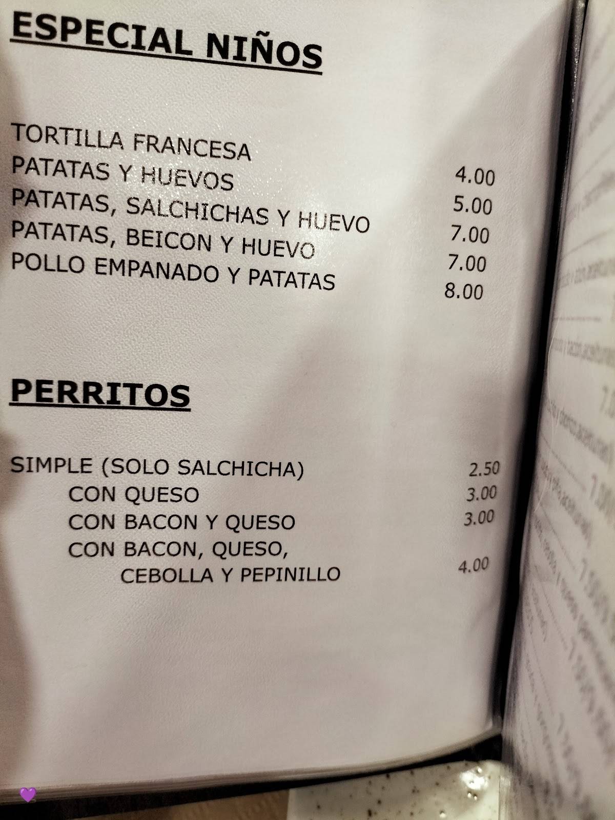 Carta del restaurante LA TABERNA, Cacabelos