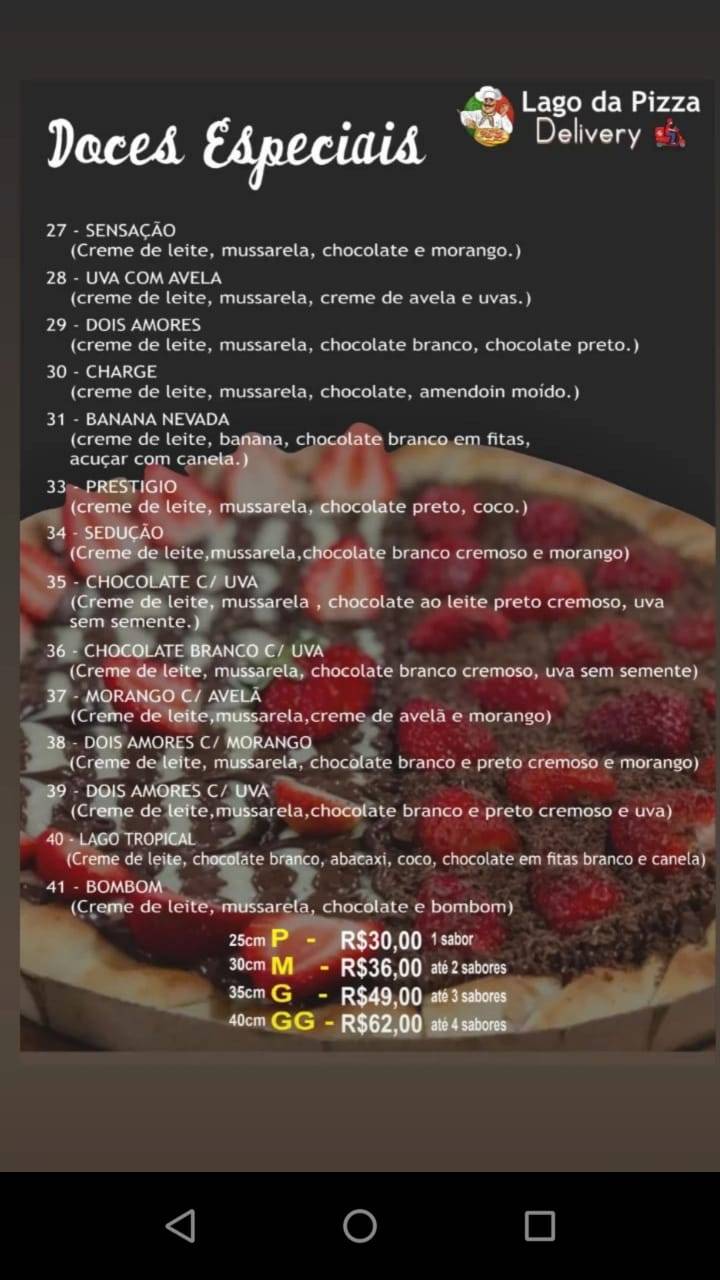 Menu em LAGO DA PIZZA restaurante, Reserva
