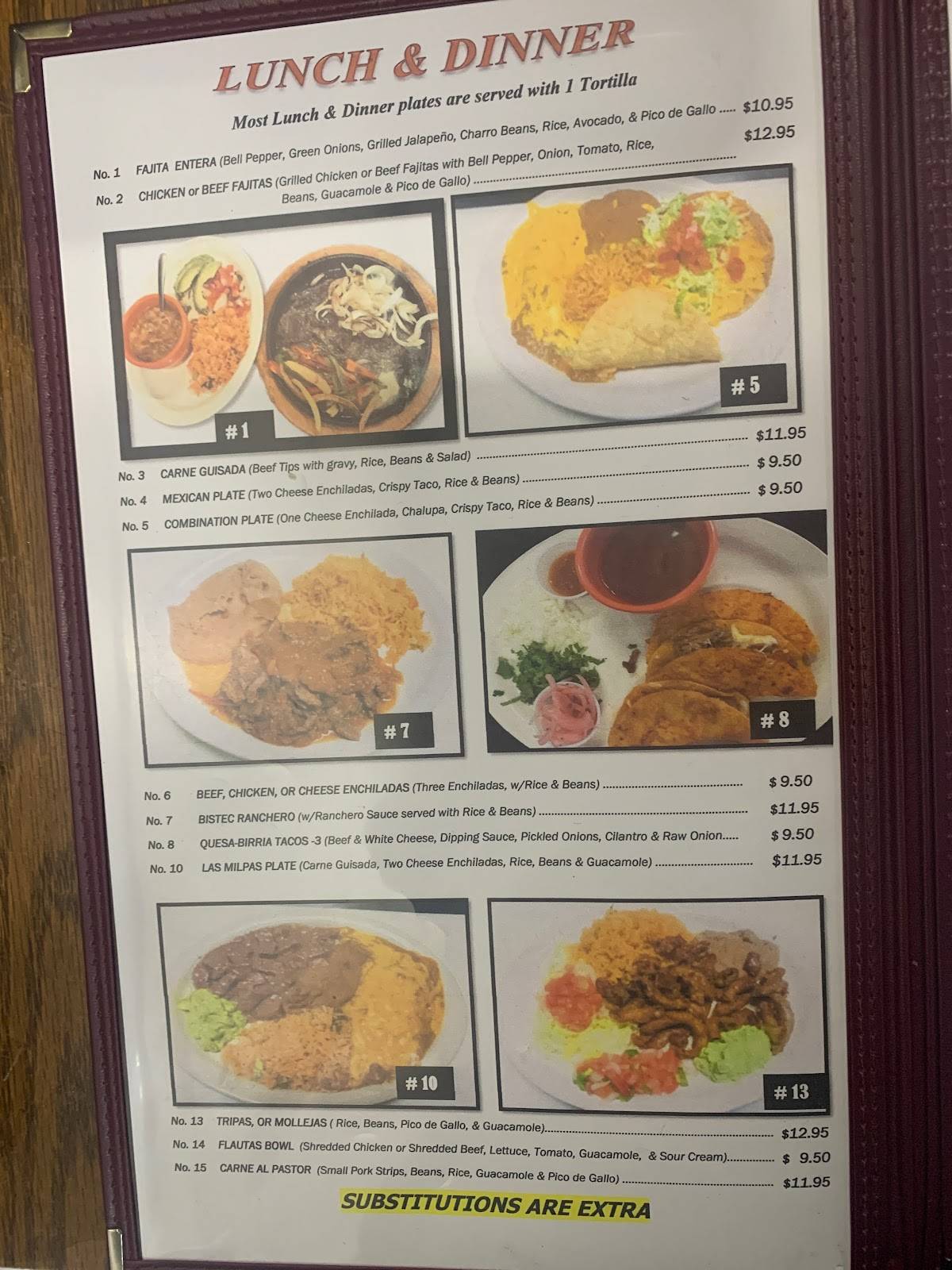 Menu at LAS MILPAS RESTAURANT #5, Corpus Christi, Saratoga Blvd