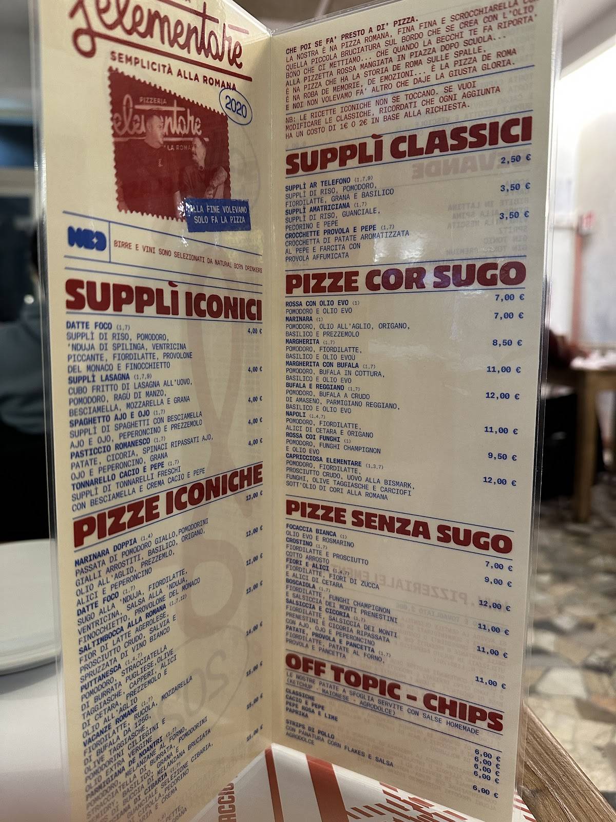 Menu da L'Elementare - Tuscolano ristorante, Roma