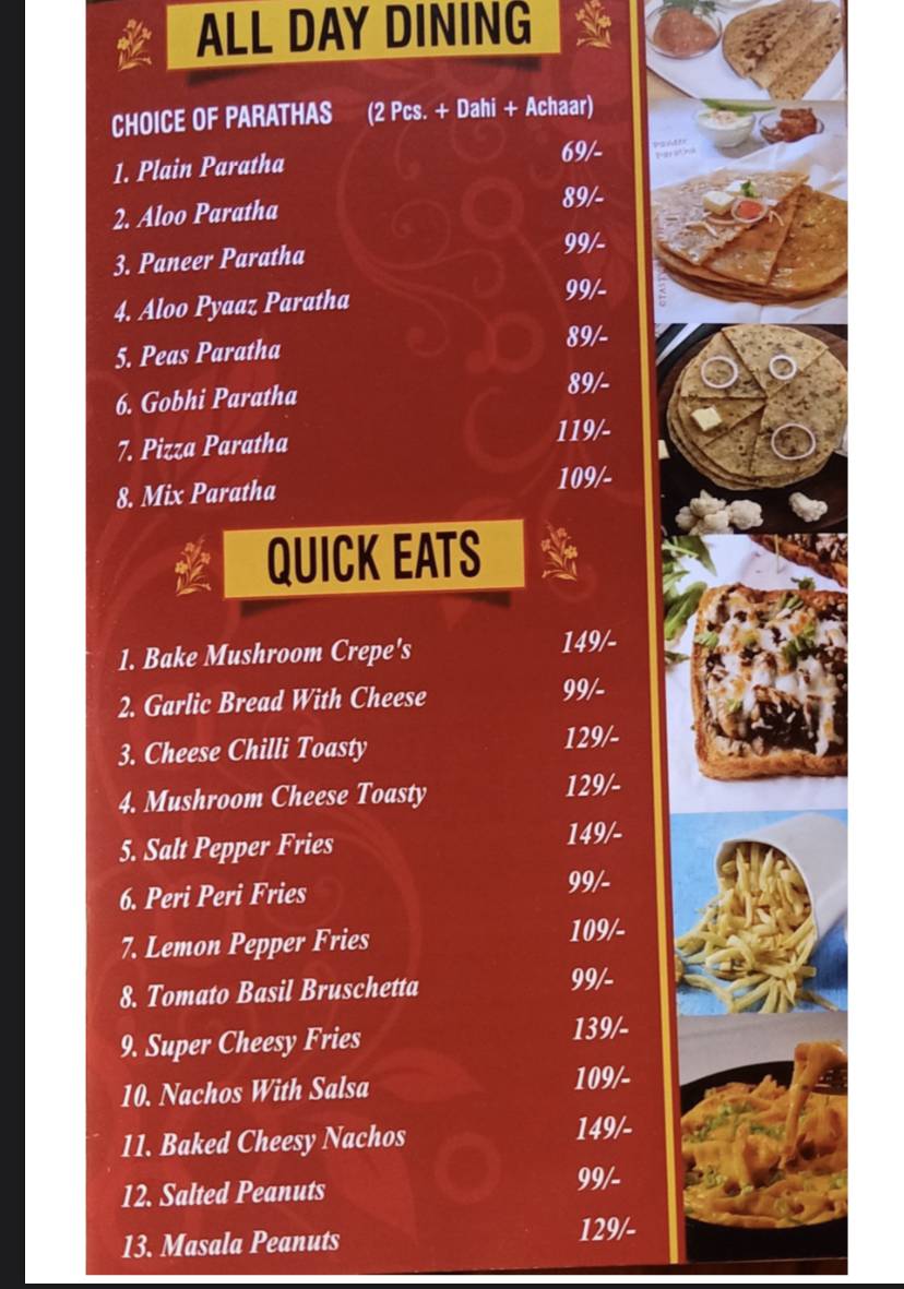 Menu at LION SAFARI, Meerut