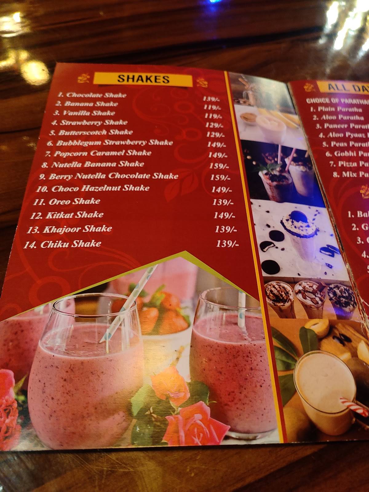 Menu at LION SAFARI, Meerut
