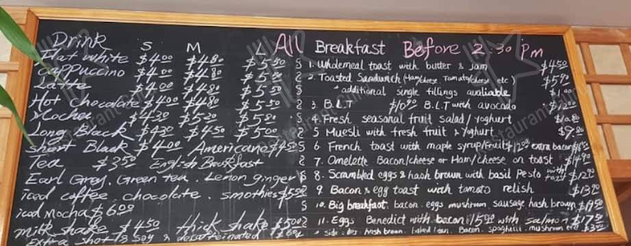 Menu at LK CAFE, Waiuku