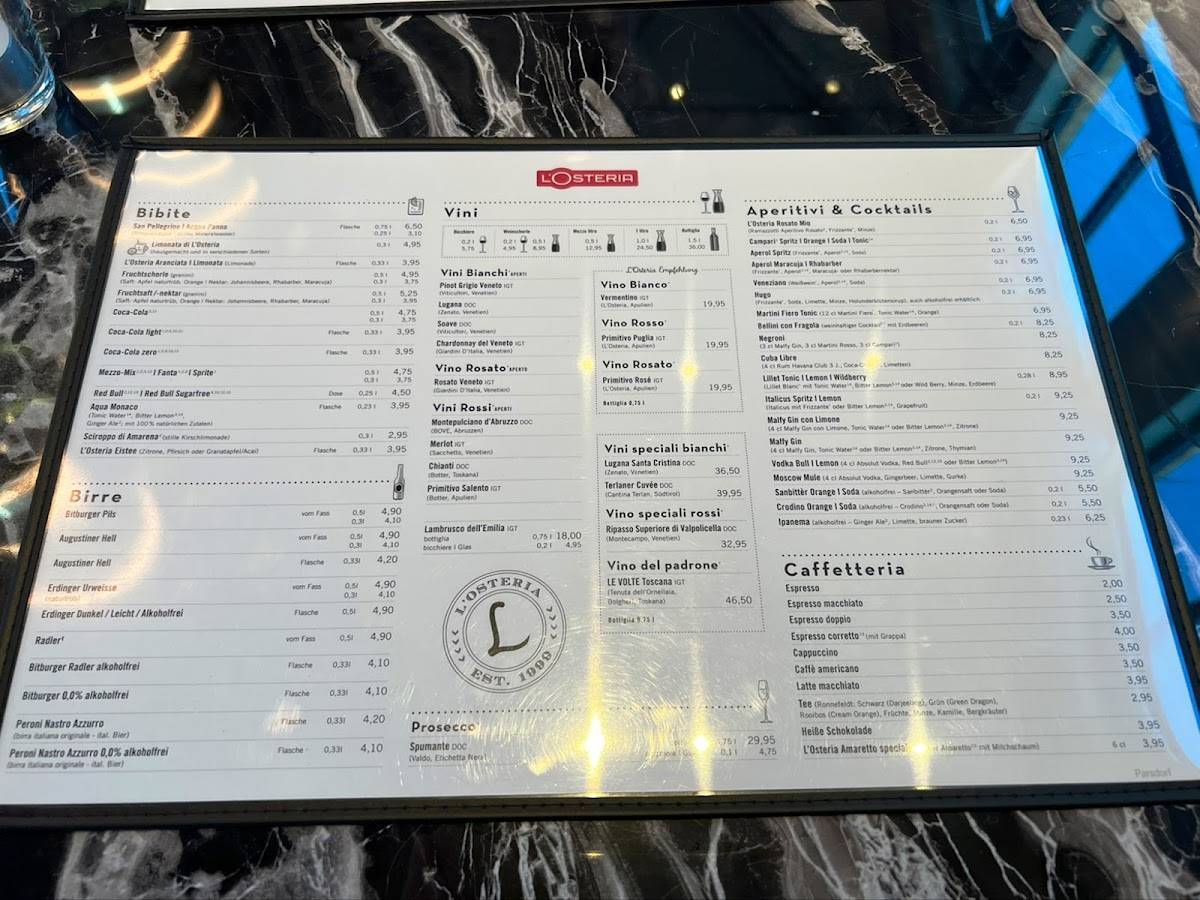 Speisekarte von L'osteria Parsdorf restaurant, Vaterstetten