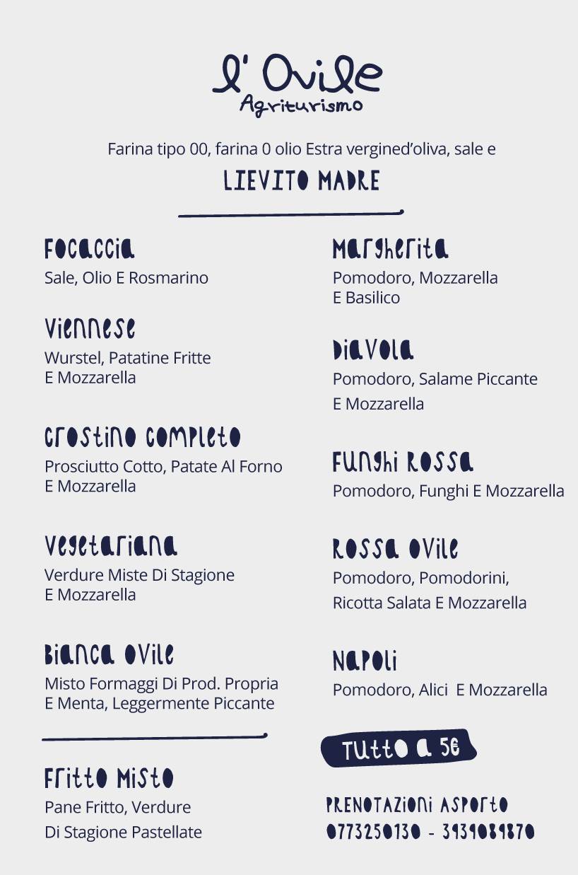Menu da Agriturismo l'Ovile ristorante, Latina, Strada Statale 156 Dei ...