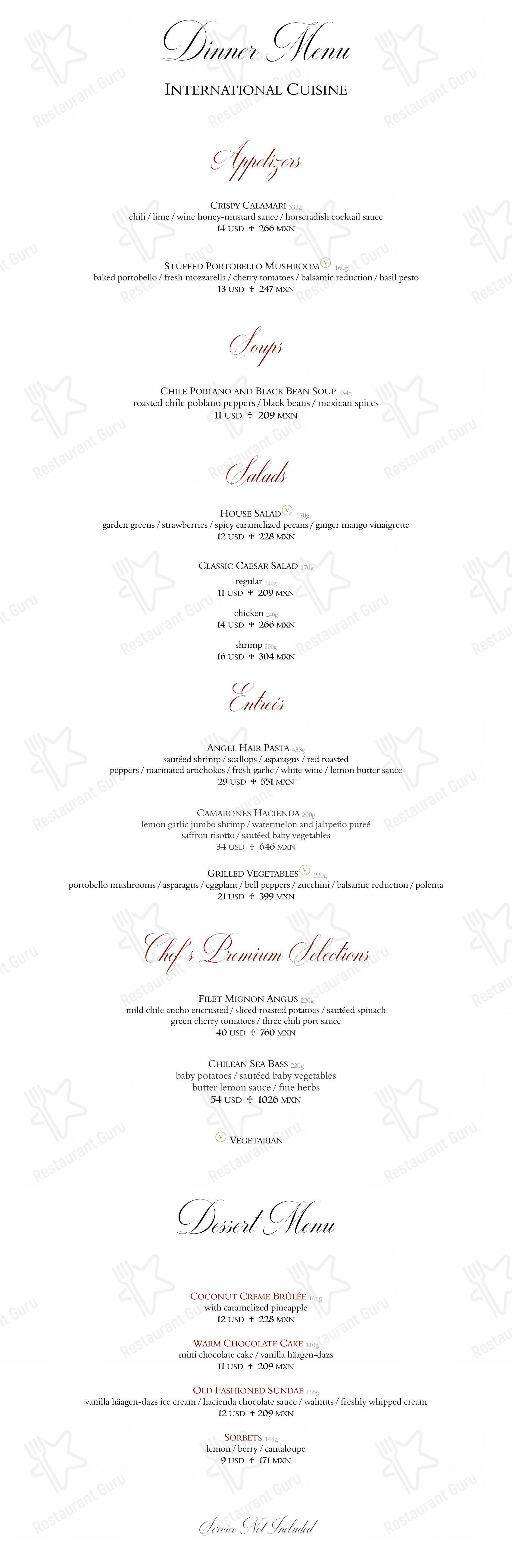 Menu at La Cappella Restaurante, Puerto Vallarta