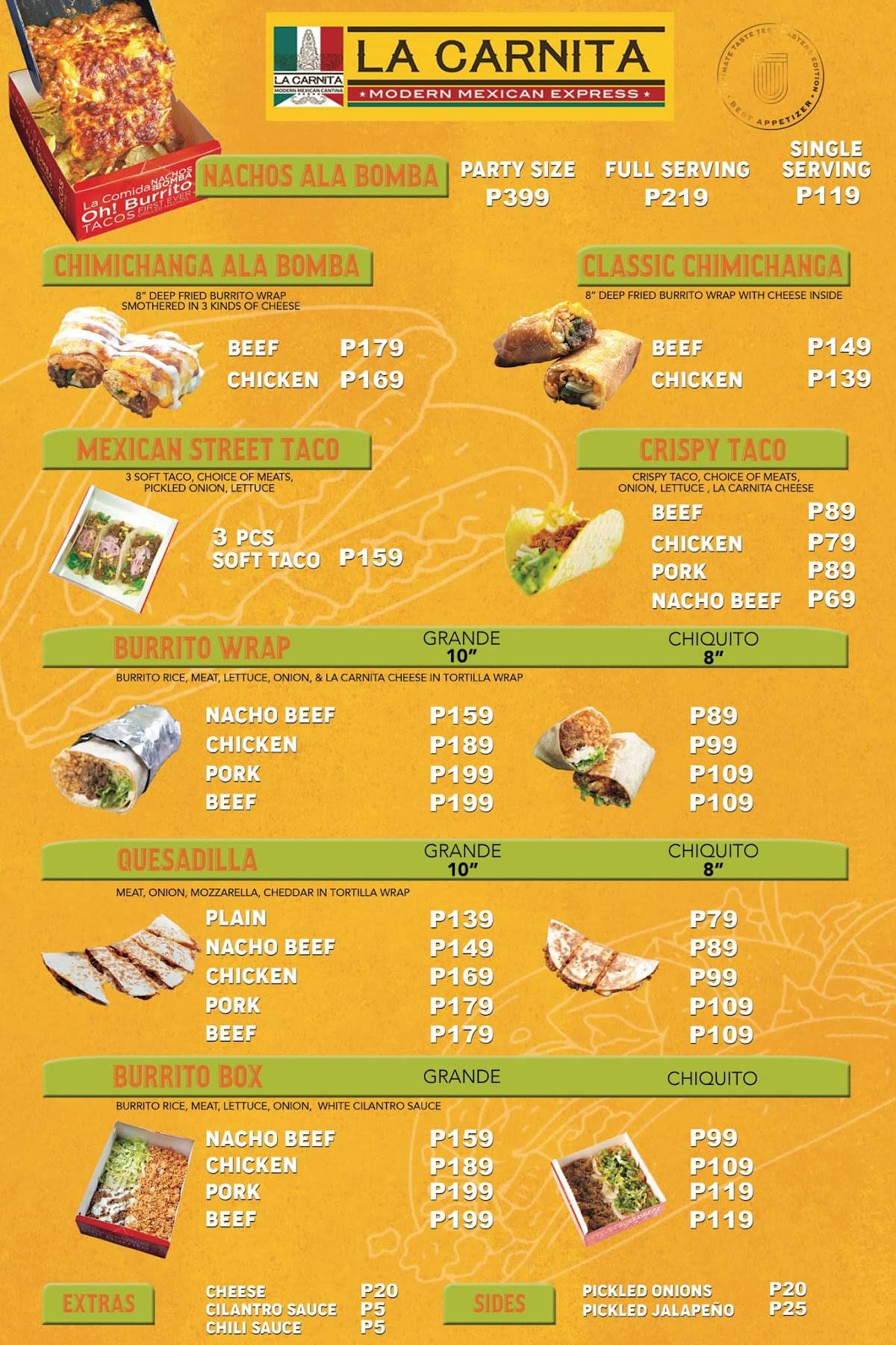 Carta del restaurante La Carnita Express Fairview, Ciudad Quezon
