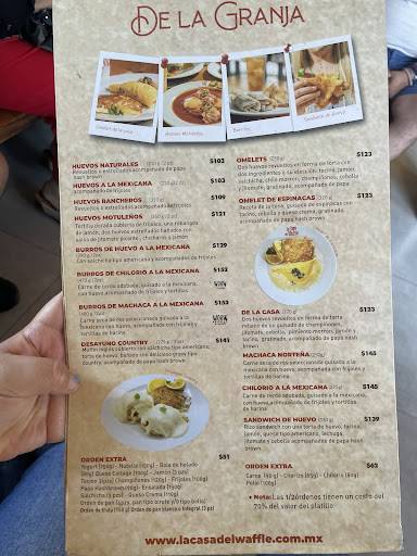 Carta del restaurante La Casa del Waffle, Guadalajara