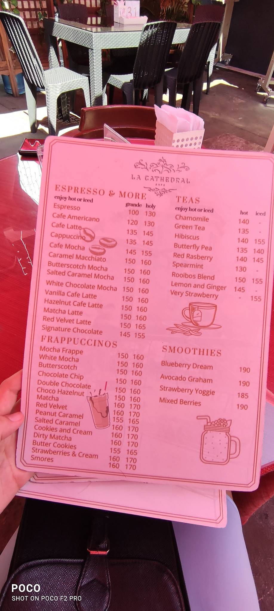 Menu at La Cathedral Cafe, Manila