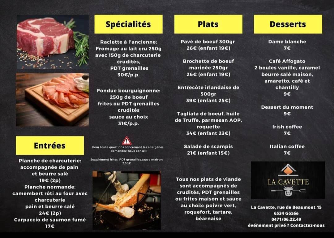 Menu au La Cavette, Thuin