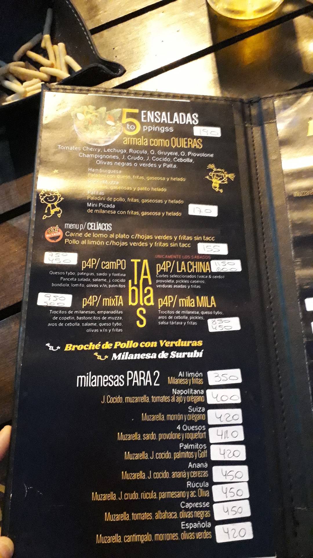 Menu at La China restaurant, Rafaela