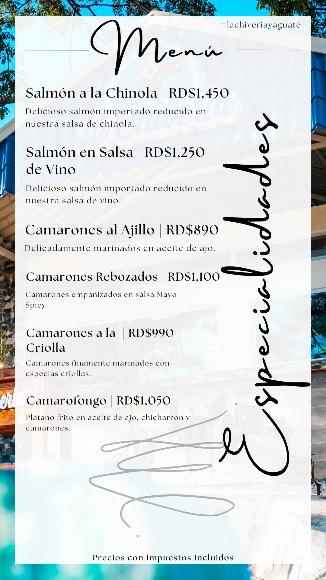 Menu at La Chivería de Yaguate restaurant, Dominicana