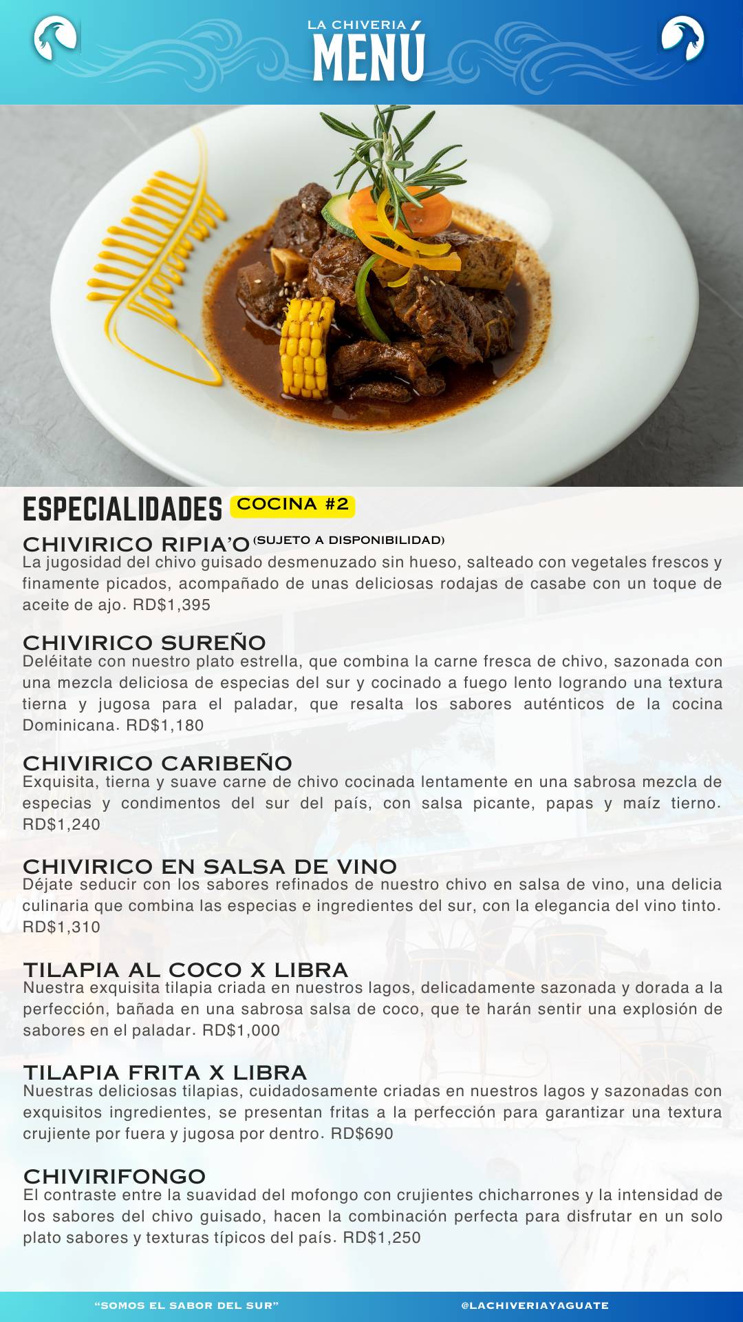 Menu at La Chivería de Yaguate restaurant, Yaguate