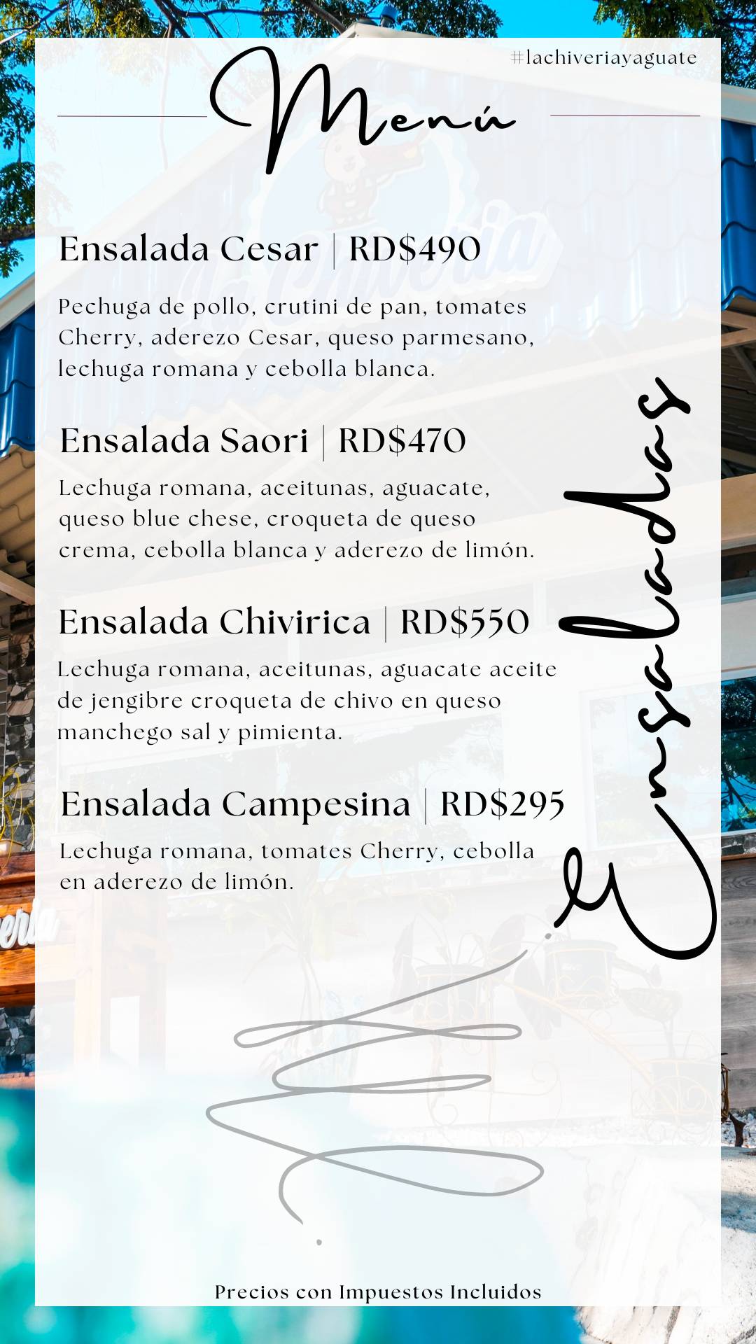 Menu at La Chivería de Yaguate restaurant, Dominicana
