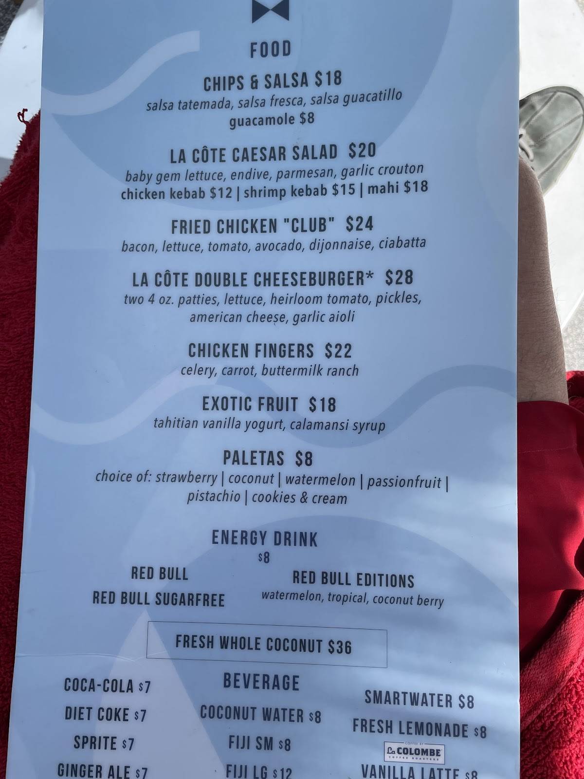 Menu at La Côte restaurant, Las Vegas