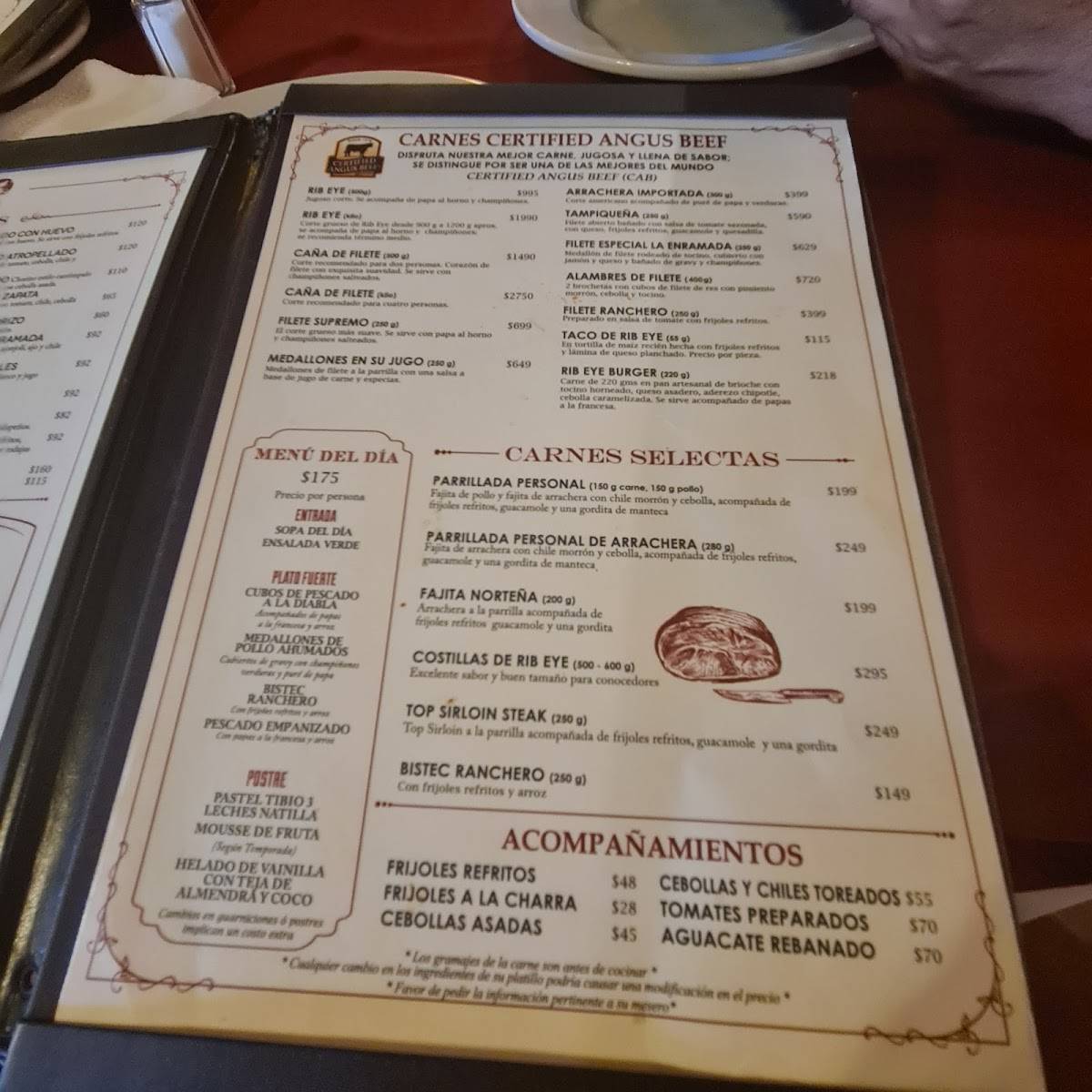 Carta del restaurante La Enramada, Cadereyta Jiménez