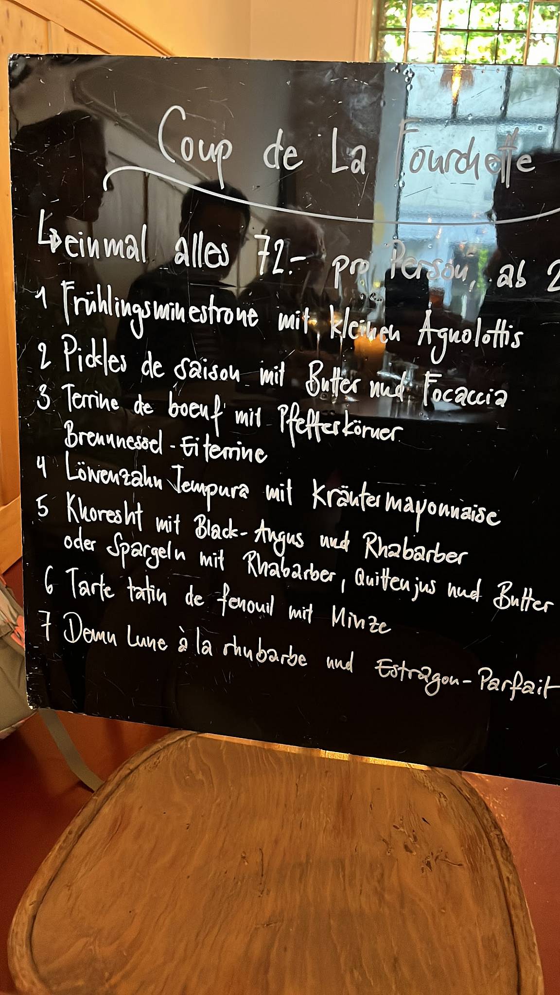 Menu at La Fourchette, Basel