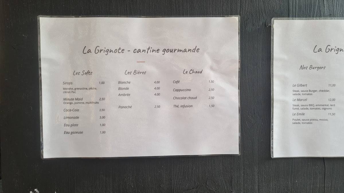Menu au La Grignote restaurant, Cléon-d'Andran