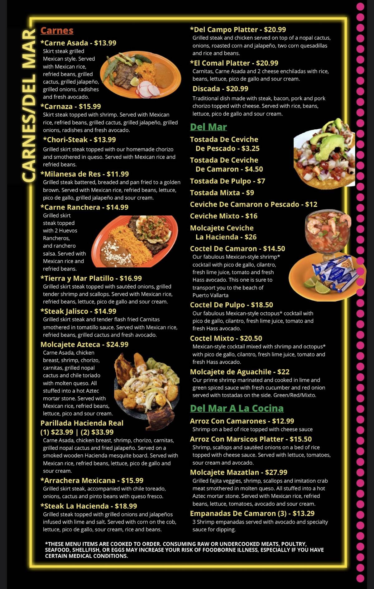 Menu at La Hacienda Street Food & Tequila restaurant, Chesapeake