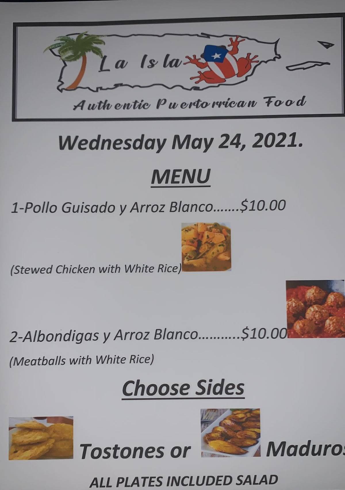 Menu at La Isla Food Truck, Tulsa
