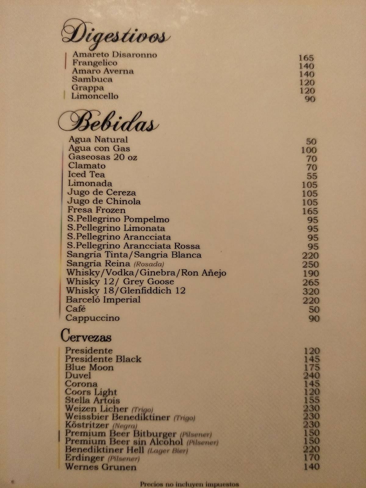Carta del restaurante La Locanda - Bella Vista, Santo Domingo, 2 local