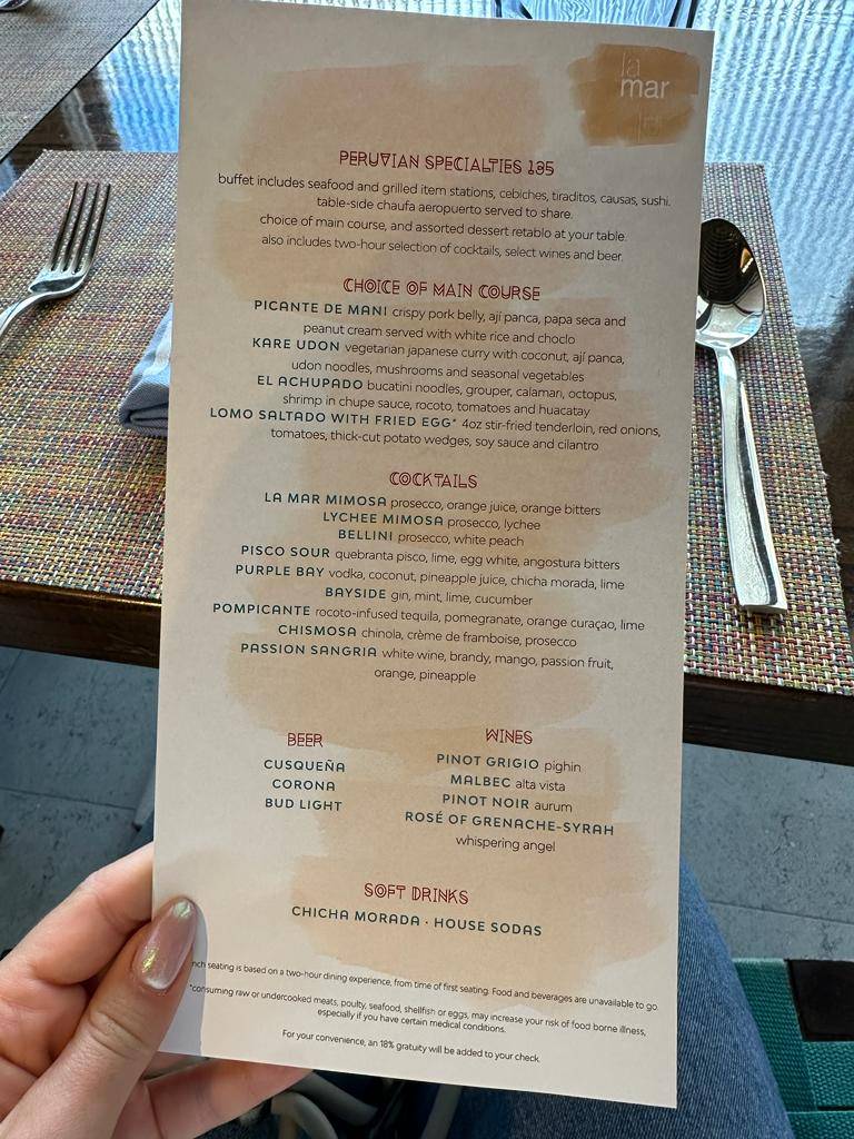 Menu at La Mar by Gastón Acurio pub & bar, Miami