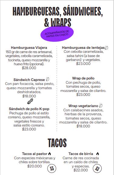 Carta del pub y bar La Nevera - Comida, Parche y Pola, Bogotá