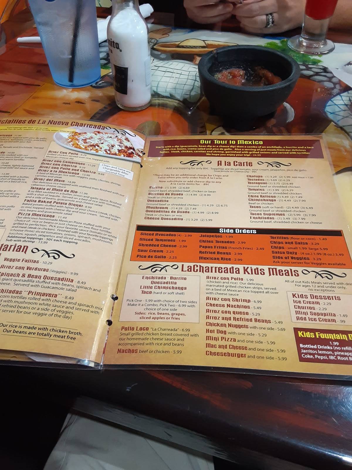 Menu at La Nueva Charreada restaurant, Anderson, University Blvd