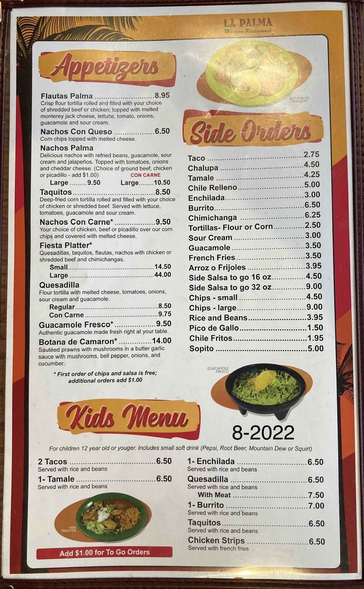 Menu at La Palma Mexican Restaurant, Hermiston