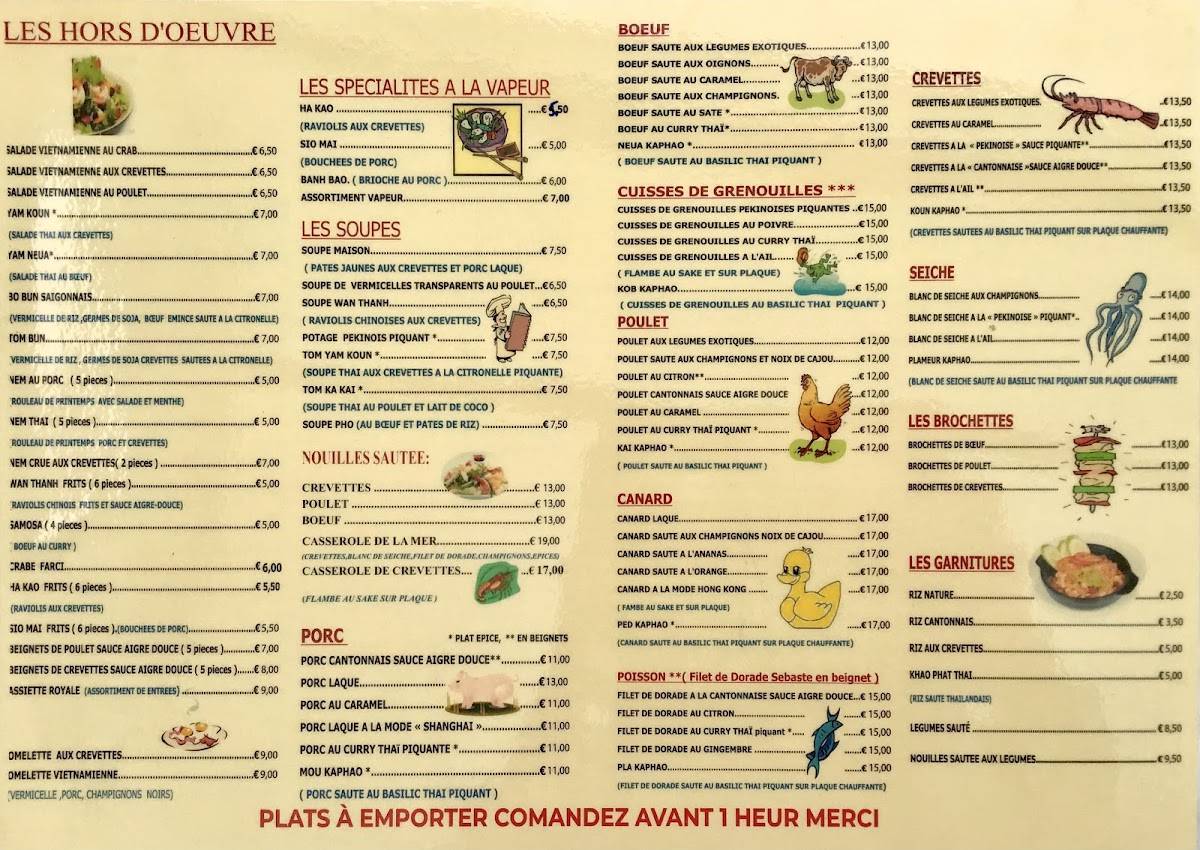 Menu au La Perle d'Asie restaurant, Pont-Saint-Esprit