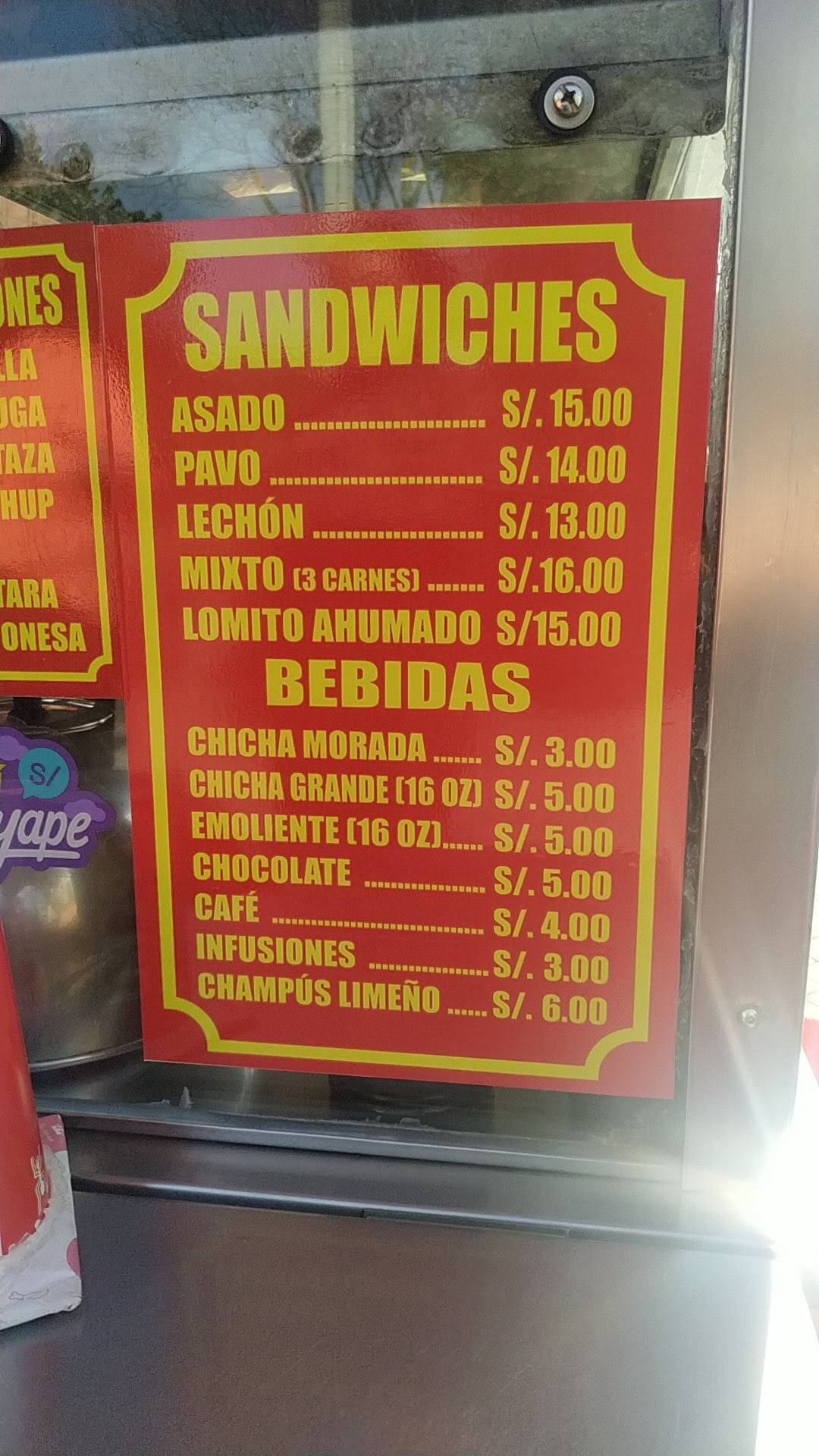 Menu at La Reina de Las Butifarras restaurant, Miraflores