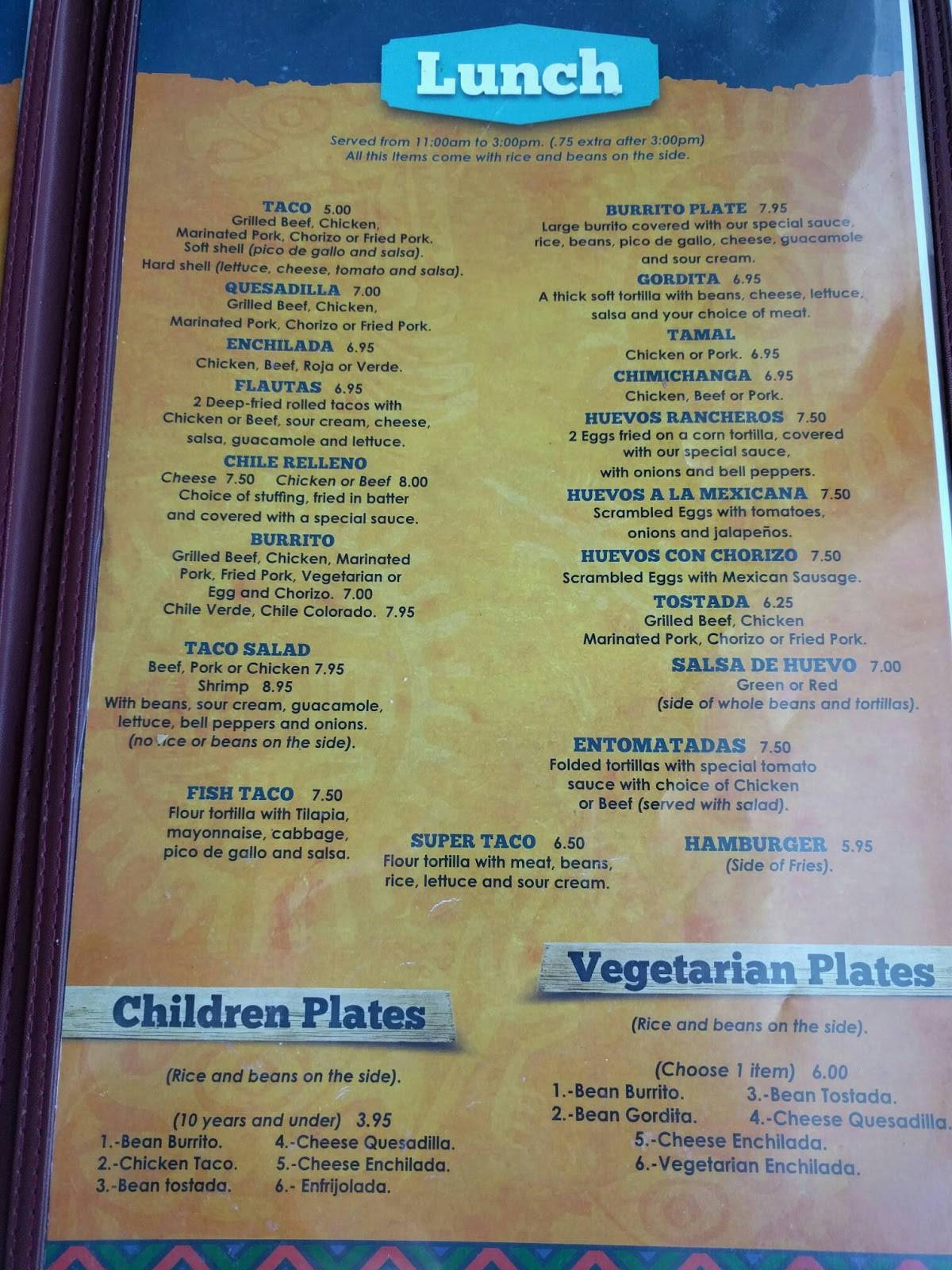 Menu at La Roca restaurant, Lincoln City, US-101