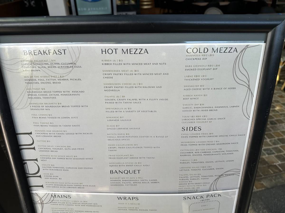 Menu at La Roche Restaurant, Greenacre